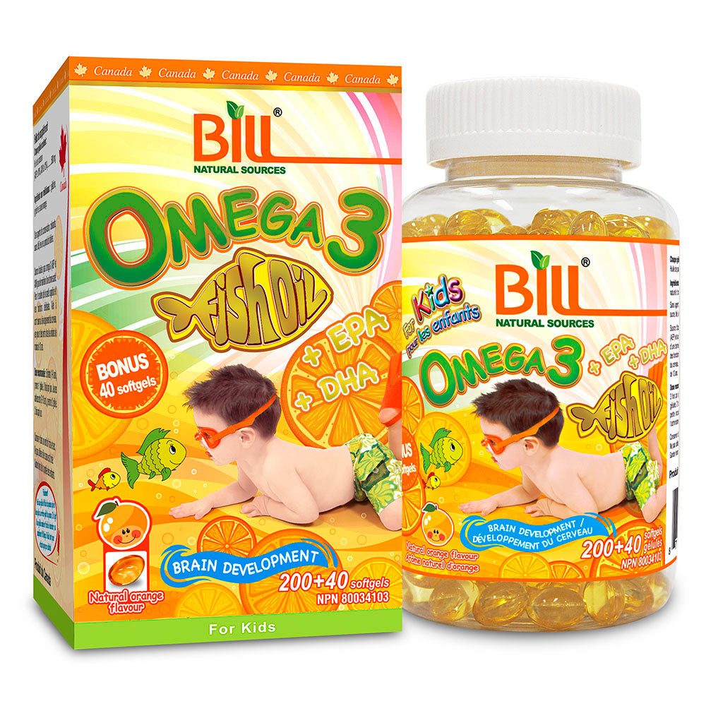 BILL Natural Sources® Fish Oil for Kids Orange Flavour 500mg 240 Softg ...